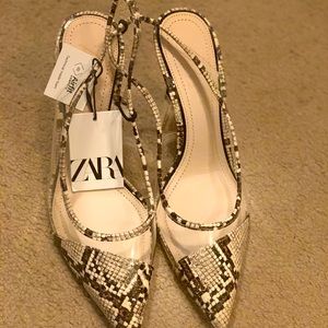 Zara | Shoes | Zara Clear Metallic Heels | Poshmark